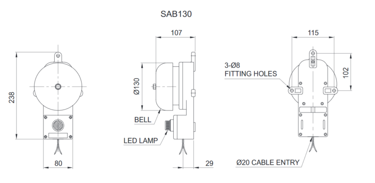 SAB130 Alarm Bells with Lamp – Dream Marine